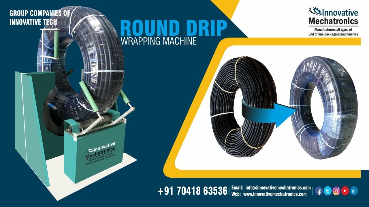 Vertical stretch wrapping machine for large coil packaging ...